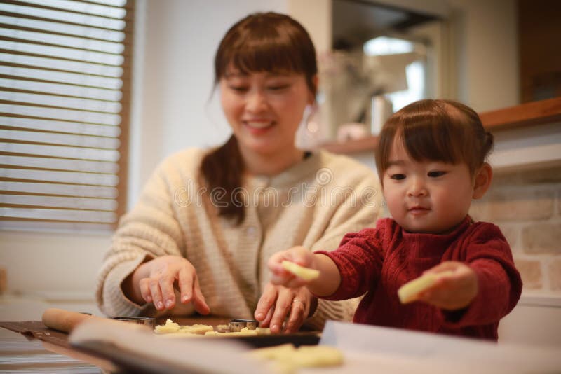 Parents and Children Making Sweets Stock Photo - Image of confectionery ...