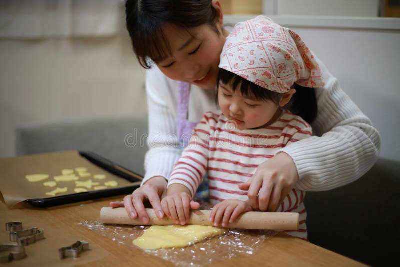 Parents and Children Making Sweets Stock Image - Image of family ...