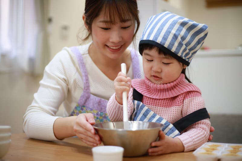 Parents and Children Making Sweets Stock Photo - Image of dessert ...