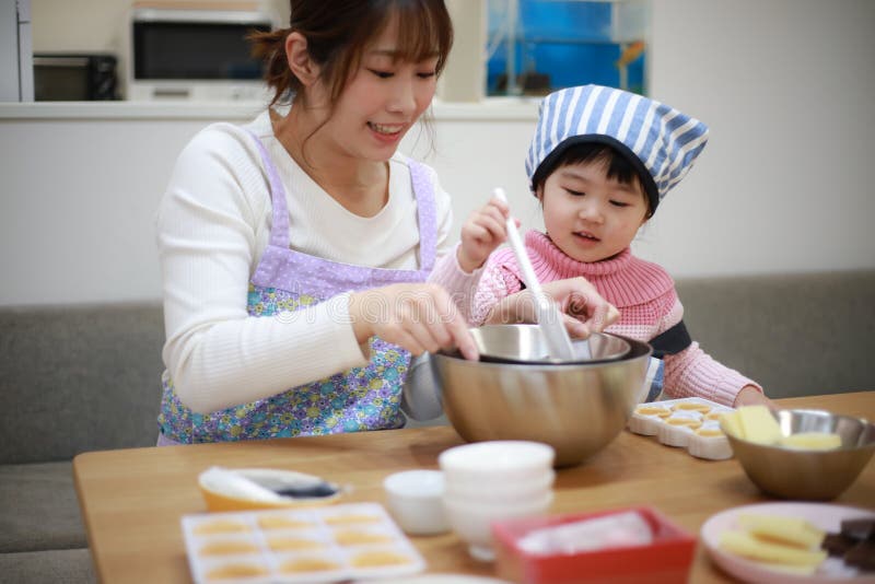Parents and Children Making Sweets Stock Image - Image of food, baked ...