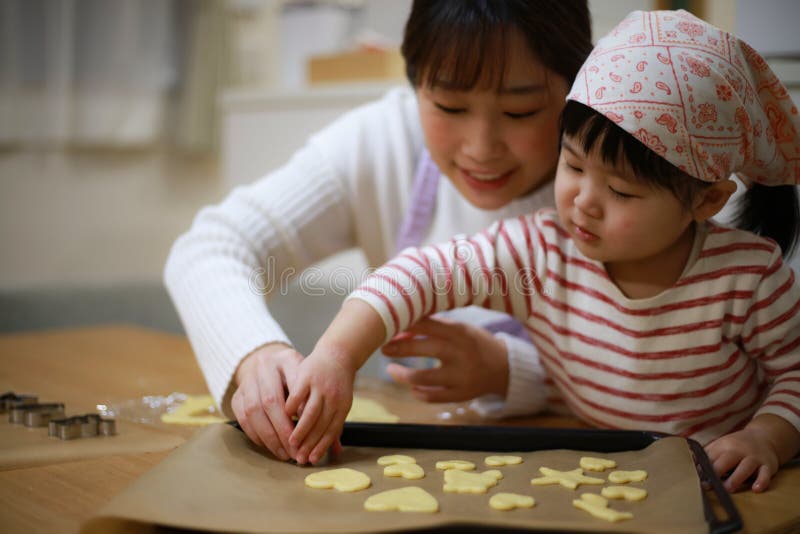 Parents and Children Making Sweets Stock Photo - Image of cute ...