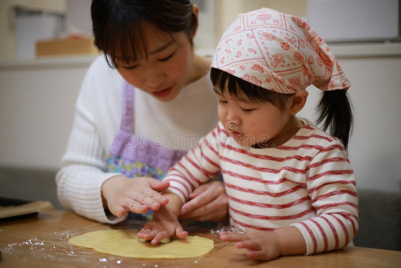 Parents and Children Making Sweets Stock Image - Image of childcare ...