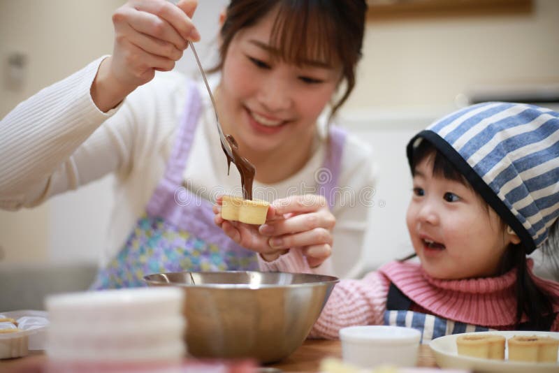 Parents and Children Making Sweets Stock Photo - Image of baby, food ...