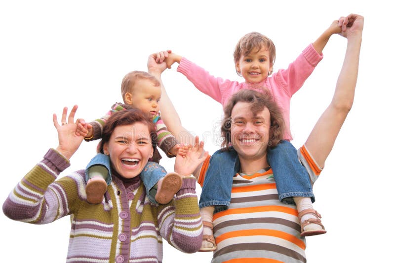 Parents with Children on Shoulders Stock Image - Image of carry ...