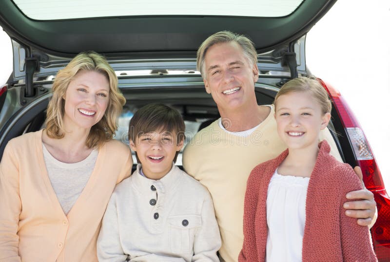 Parents Children Standing Front Open Car Trunk Stock Photos - Free ...