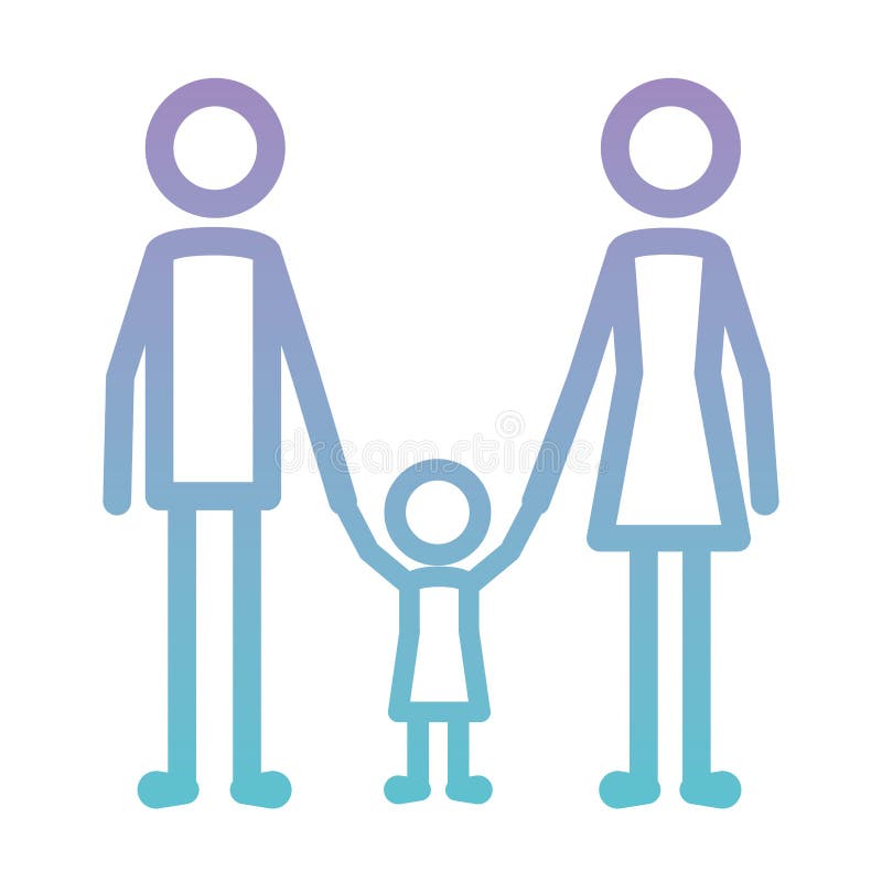 Parents Couple with Daughter Stock Vector - Illustration of home, black ...