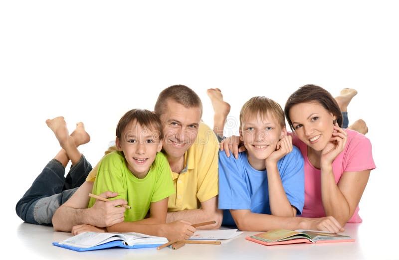 Parents Help Children Do Their Homework Stock Image - Image of ...