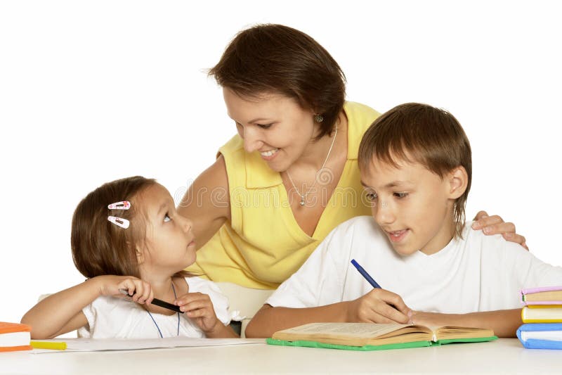 Parents help children stock photo. Image of isolate, person - 46300120