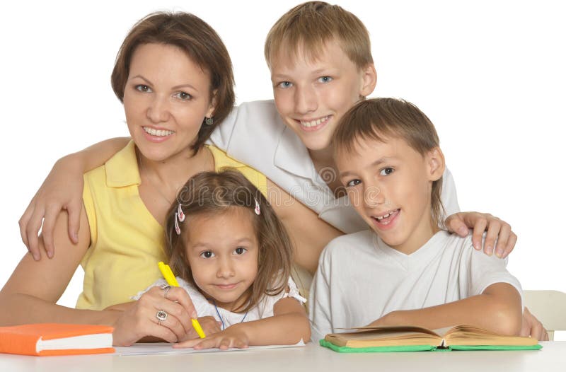 Parents help children stock photo. Image of brother, kids - 47156136