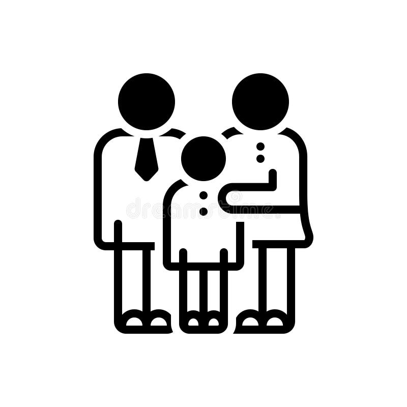 Black Solid Icon for Parents with Kids Stick, Punish and People Stock ...