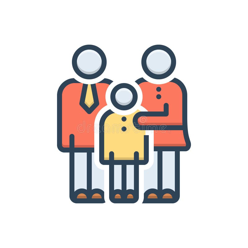 Color Illustration Icon for Parents with Kids Stick, Punish and Family ...