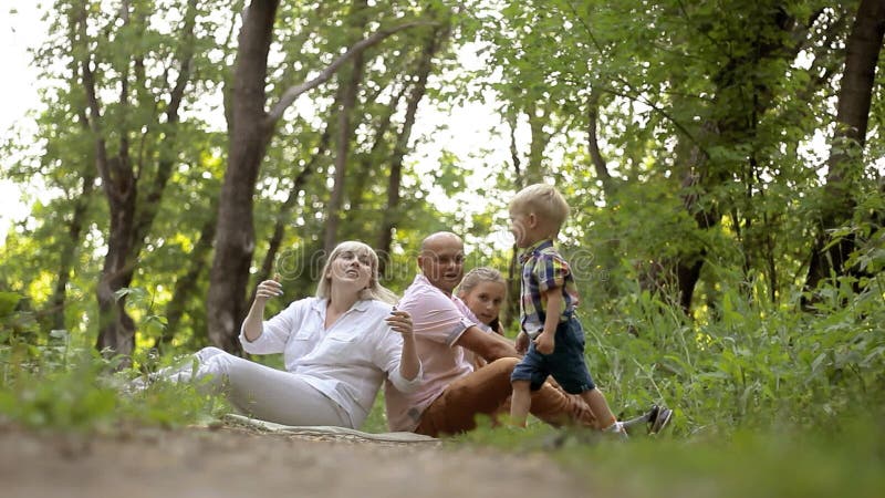 Parents Relax in the Park with the Children Stock Video - Video of ...