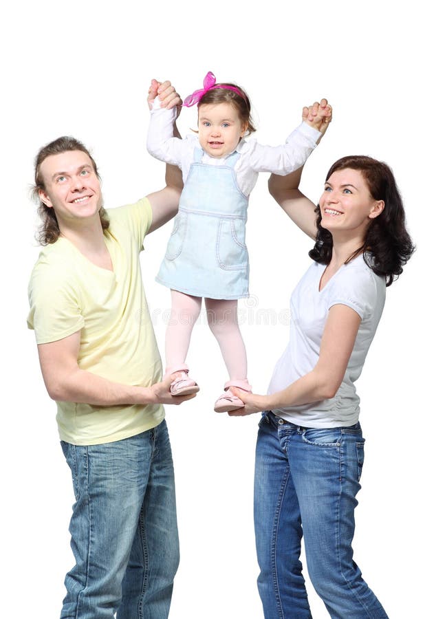 Parents Support Little Girl Stock Image - Image of happy, female: 18848389