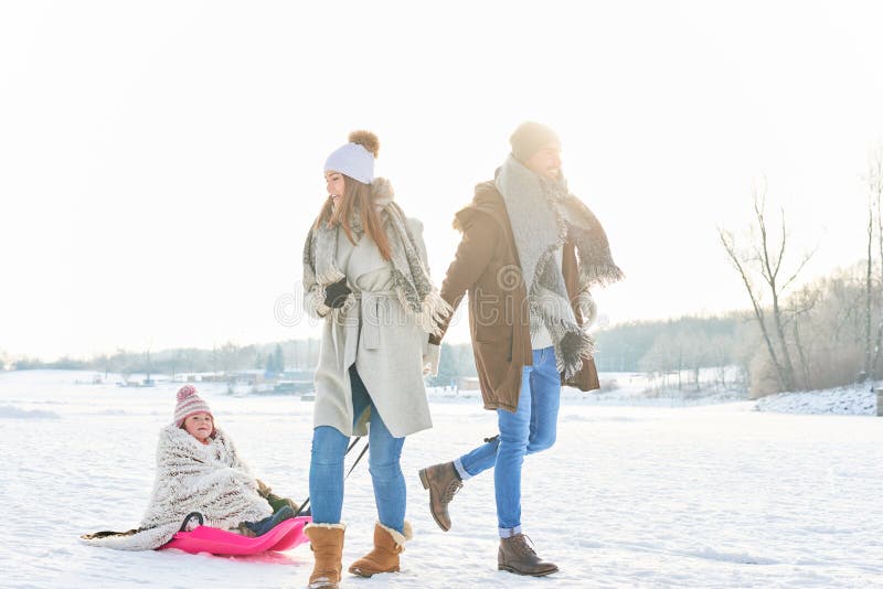 Parents on Winter Holidays with Child Stock Image - Image of young ...