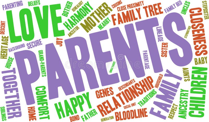 Parents Word Cloud stock vector. Illustration of bloodline - 108489177