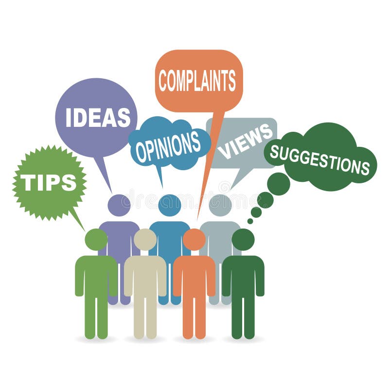 Symbols of People with Speech Bubbles and Texts Like: Tips, Ideas ...