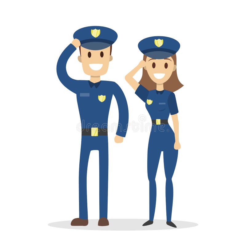 Los Oficiales De Policía Alistan Para Trabajar Personajes De Dibujos ...