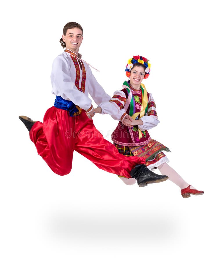 Pares Del Baile En El Traje Tradicional Nacional Polaco Que Salta ... Pares Del Baile En El Traje Tradicional Nacional Polaco Que Salta ...