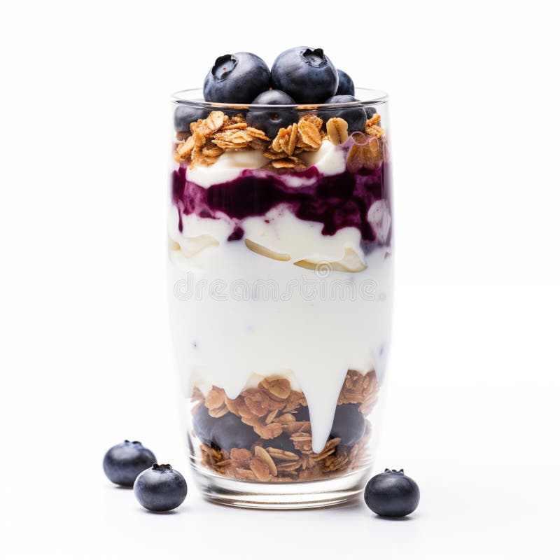 Parfait with Blueberries, Granola, and Yogurt in a Glass Stock ...