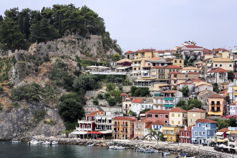 Beautiful Colorful Coastal Town Parga in Greece ,Epirus Editorial Stock ...