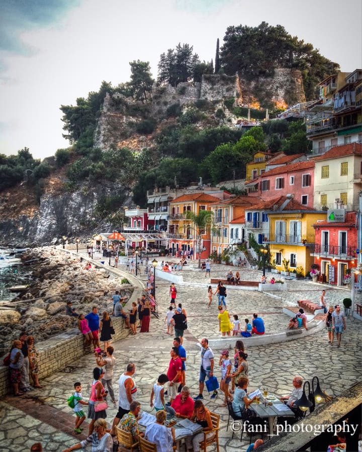 Parga, Epirus - Greece. Panoramic View of Parga Town while Approaching ...