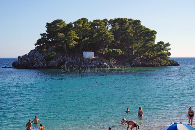 Parga, Greece, 17 July 2018 View of the Small Island and Beach ...