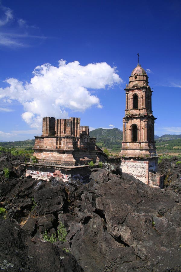 Paricutin ruins stock photo. Image of forest, belfry, camping - 2628518