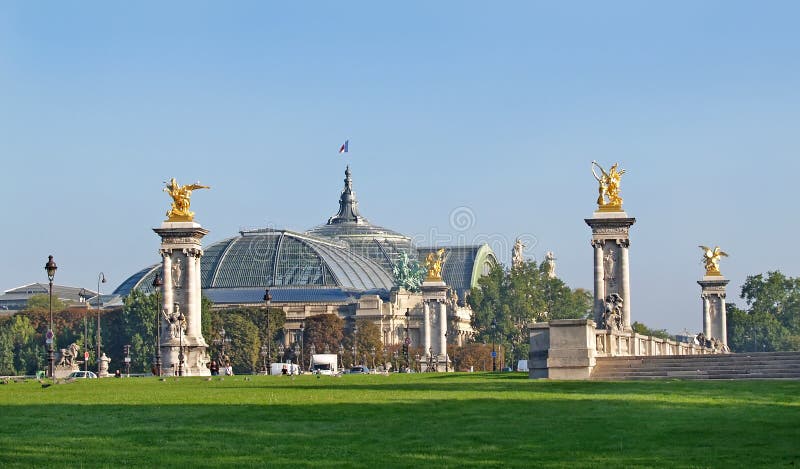 Paris. Alexander III Bridge and Bolshoy Palace Stock Photo - Image of ...