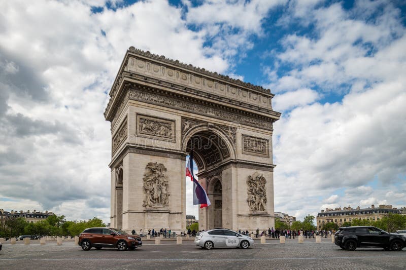 Paris Arc De Triomphe (Triumphal Arch) in Paris in a Summer Day Stock ...