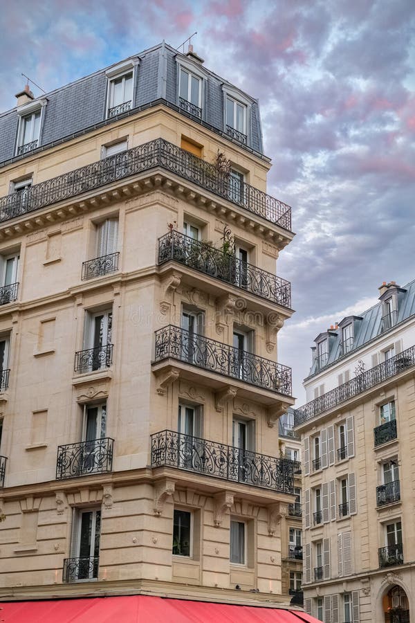 Paris, beautiful buildings stock image. Image of district - 320133951