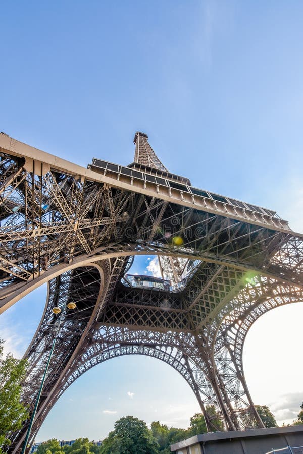 Paris, Beautiful the Eiffel Tower from the Left Foot. Stock Image ...