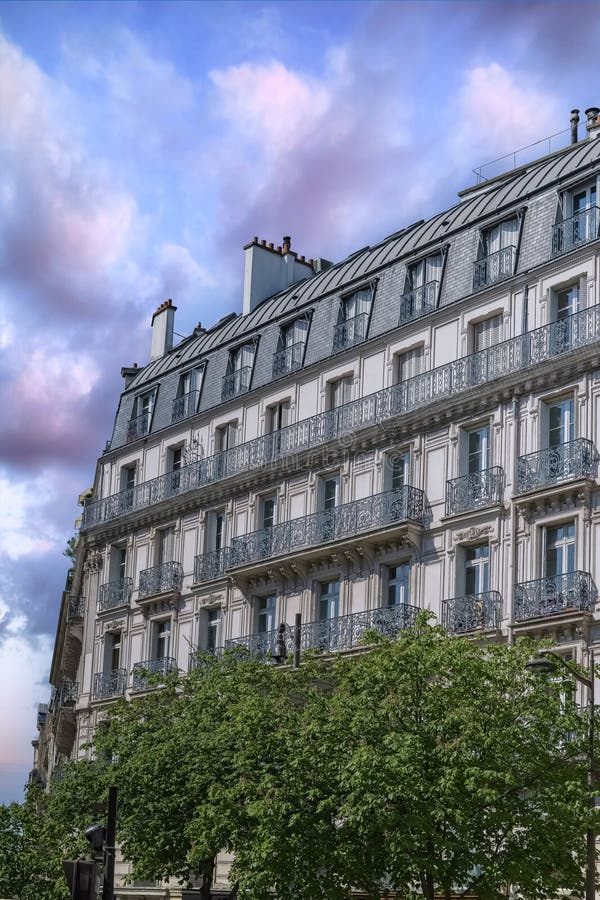 Paris, Beautiful Facades Rue De Sevres Stock Photo - Image of people ...