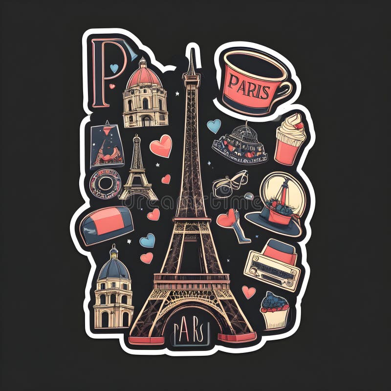 Paris on black stock illustration. Illustration of advertising - 312341395