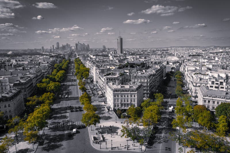 Paris Black, White and Green Cityscape Stock Image - Image of france ...