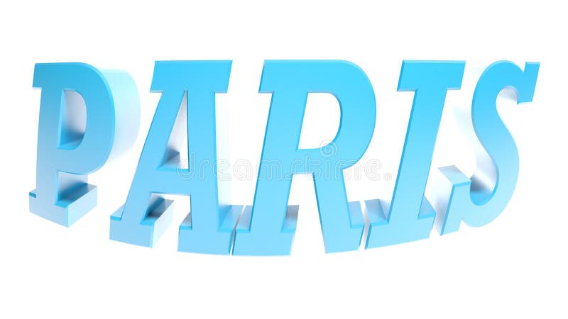 PARIS Blue Write on White Background - 3D Rendering Illustration Stock ...