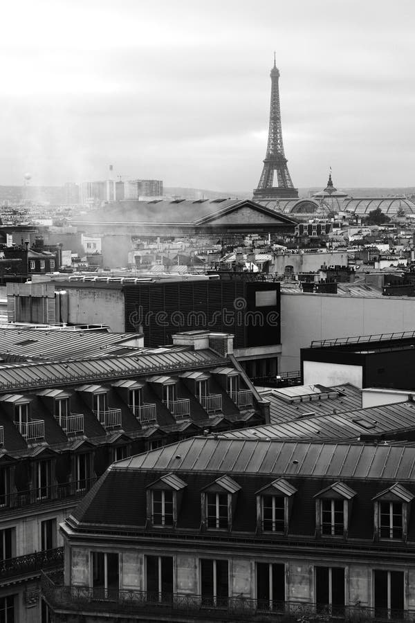 Paris in BnW from the Rooftop of the Galeries Lafayette Stock Photo ...