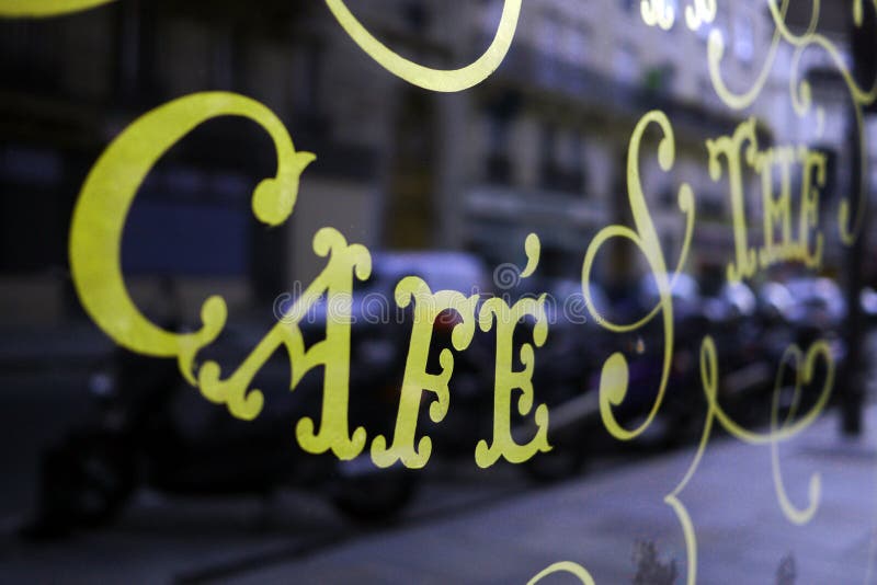 Paris cafe sign stock image. Image of cafe, words, letters - 26359653