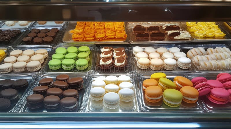 Paris Case Assortment Pastries Desserts Display Stock Illustration ...