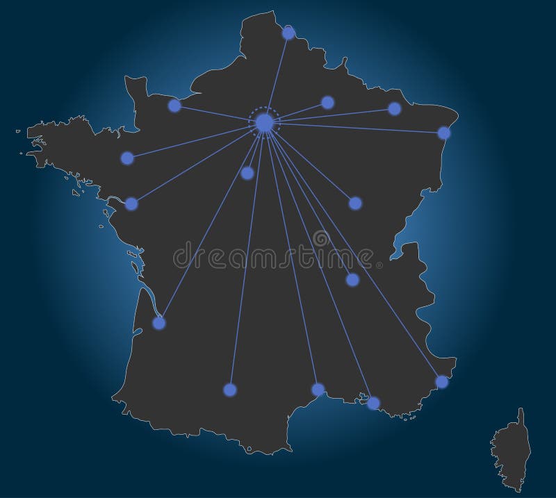 The Paris-Centered France Map, Business Concept Stock Vector ...