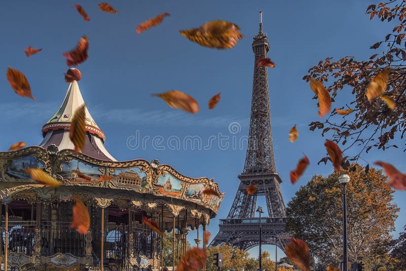 Paris city in autumn editorial image. Image of falling - 131835605