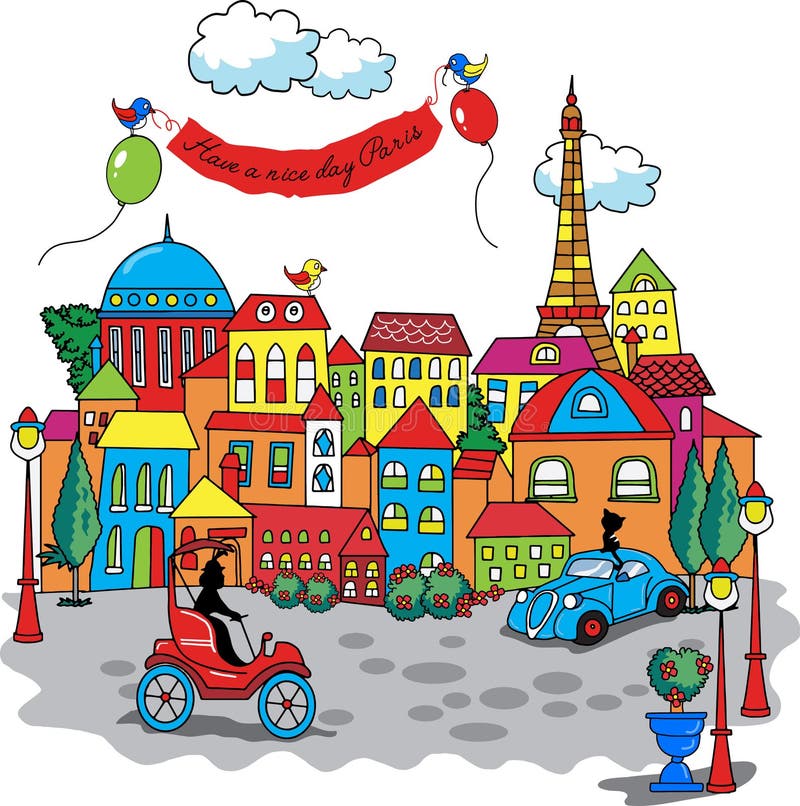 Paris city cartoon stock vector. Illustration of vector - 55938535
