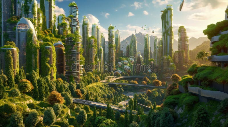 Paris City of the Future. Generative AI Stock Illustration ...