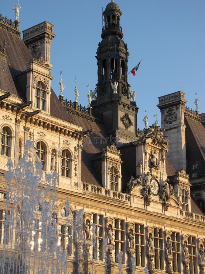 Paris city hall stock image. Image of france, water, paris - 11949591