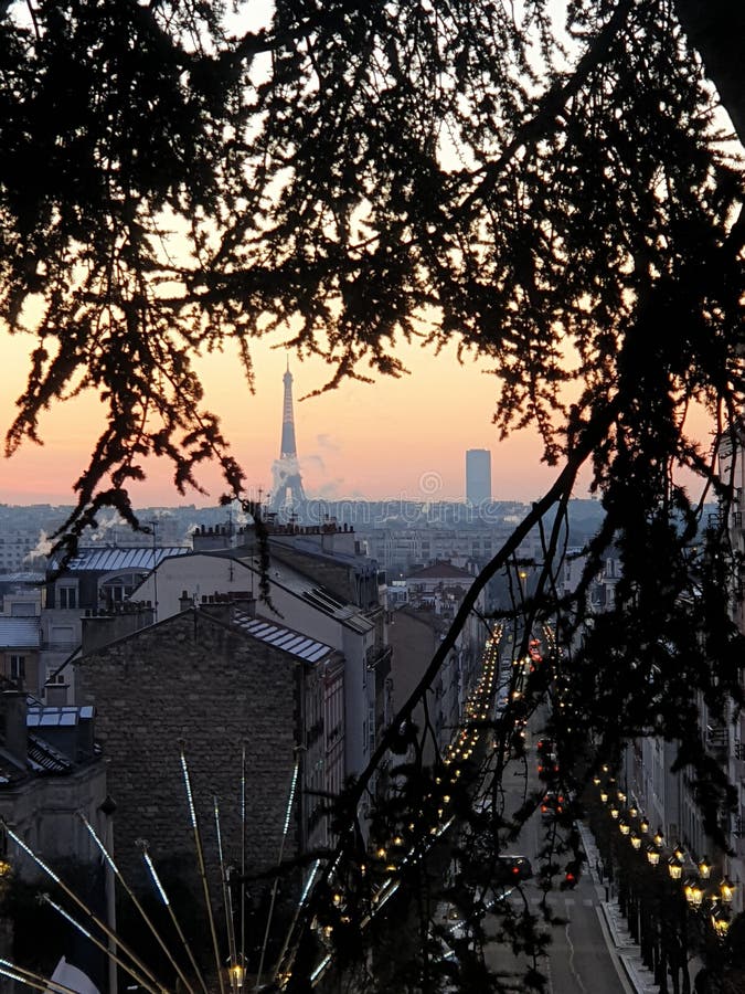 Paris City of Love. View at the Eiffel Tower during the Sunrise Stock ...