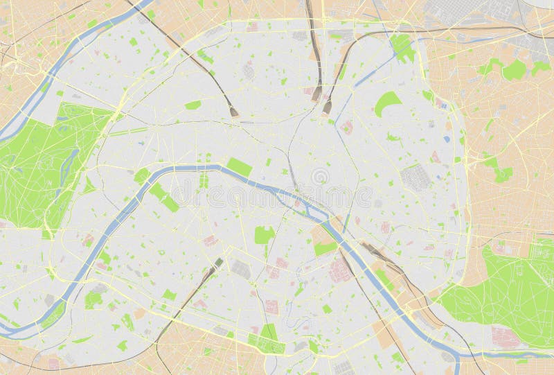 Paris City Map with Traditional Web Colors Stock Vector - Illustration ...