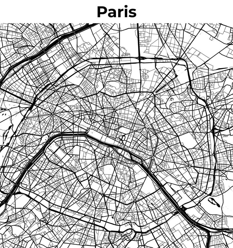 Paris City Map, Cartography Map, Street Layout Map Stock Vector ...