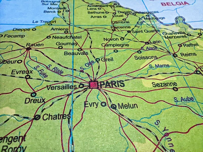 Paris city on map. stock photo. Image of guide, needle - 352325974