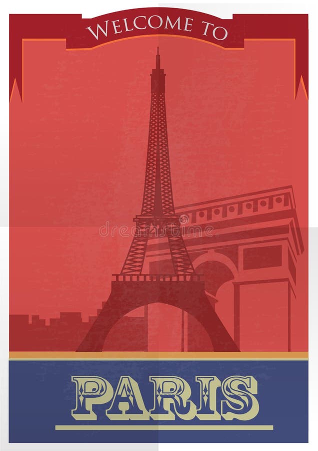 Paris City Old Style Poster Design. Vector Stock Vector - Illustration ...