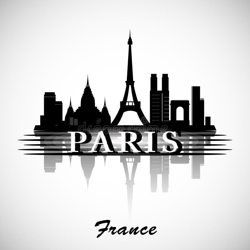 Paris City Skyline with Reflection. Typographic Design Stock Vector ...