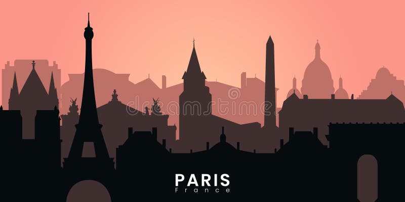 Paris City Skyline. Silhouette City Paris France Background. Vector ... Paris City Skyline. Silhouette City Paris France Background. Vector ...